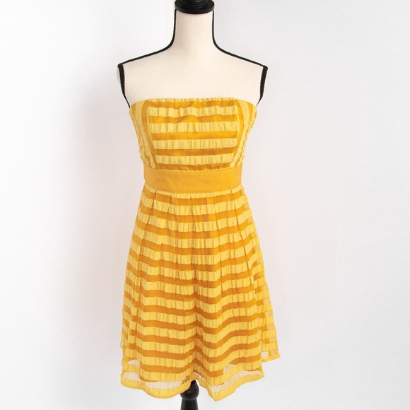 The Limited | Dresses | The Limited Mustard Gold Strapless Dress With ...